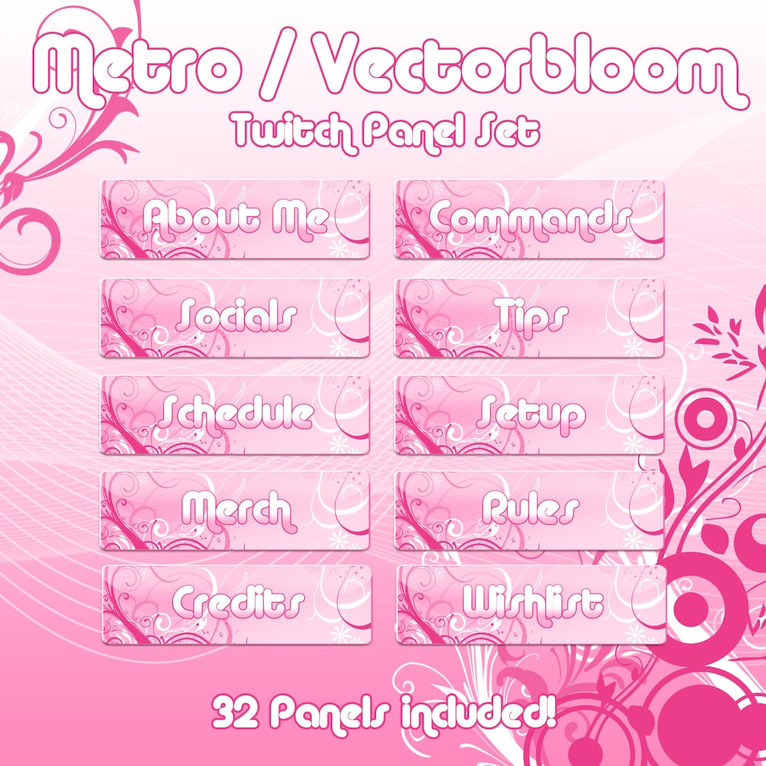 Frutiger Metro / Vectorbloom Twitch Panel Set Y2K Early 2000's Pink ...