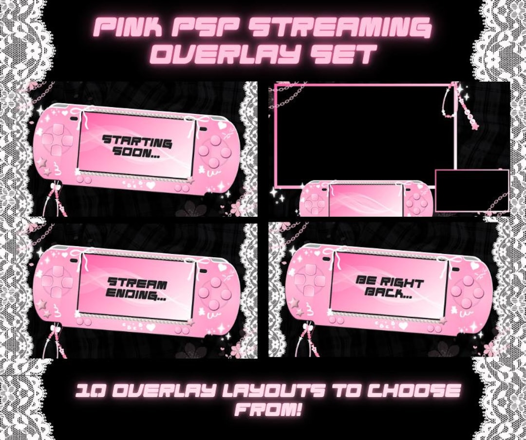 Pink PSP Streaming Overlay Set Y2K Early 2000's Cute Pink Jirai Kawaii ...