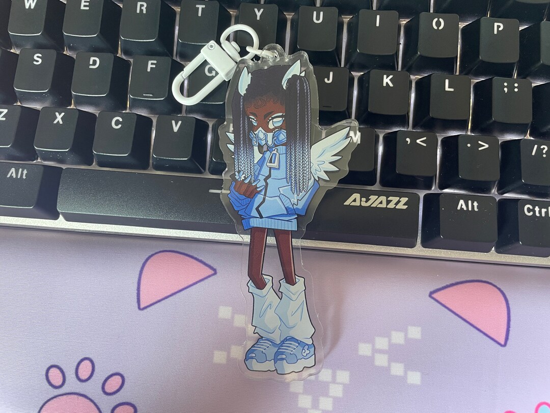 Quinn Cyber Angel Acrylic Keychain Webcore Cybercore - Etsy