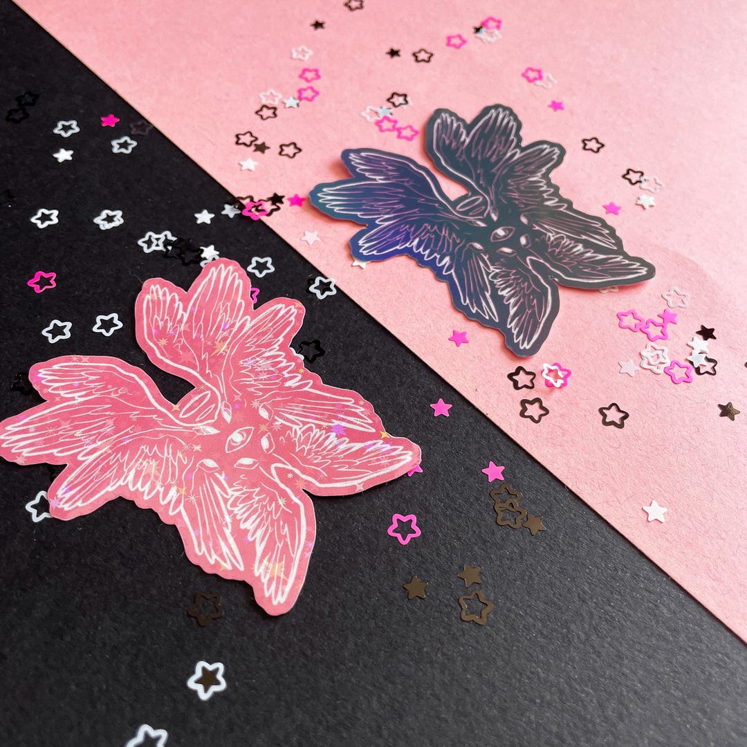 Seraphim Pink and Black Holographic Weatherproof Angelic Stickers Emo ...