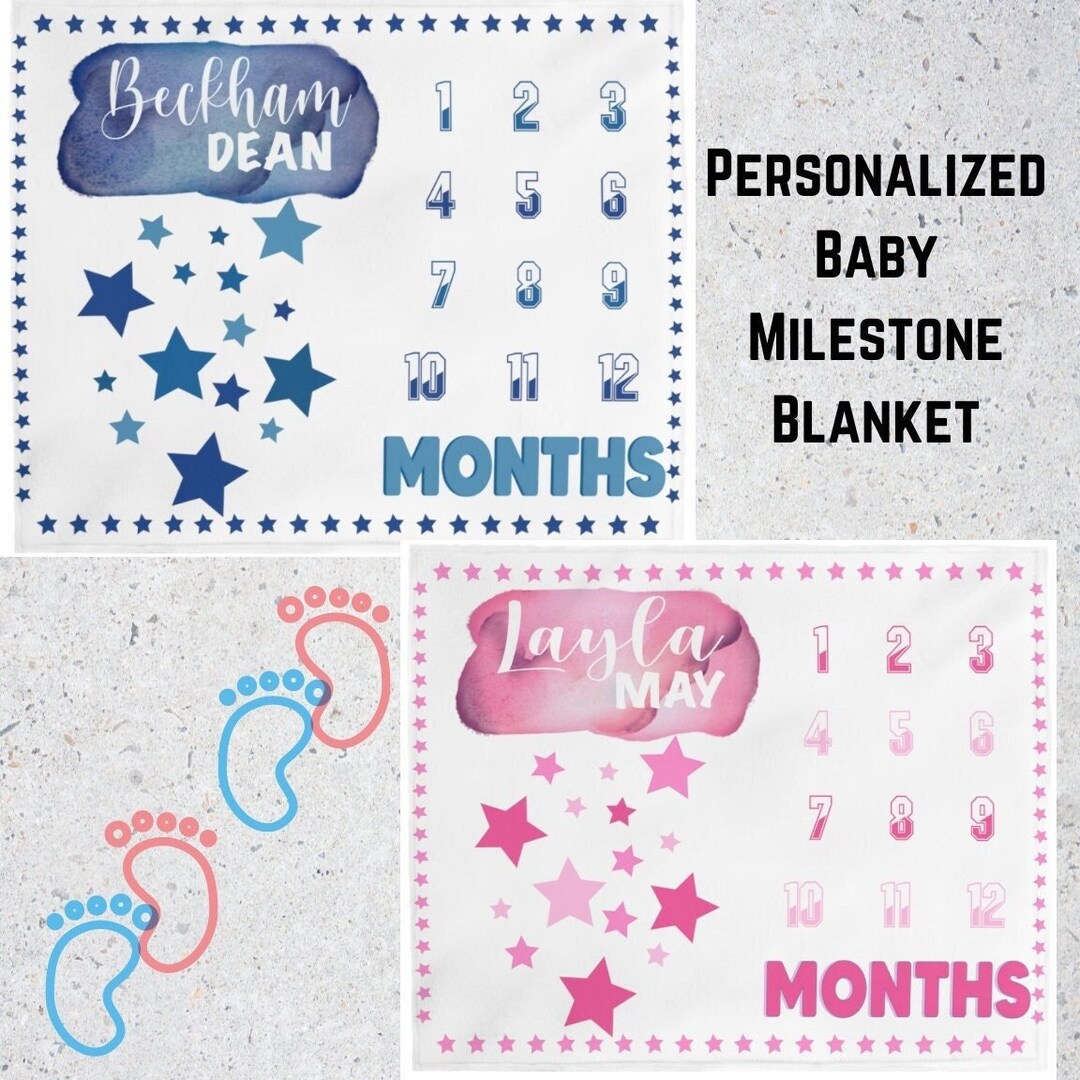 Personalized Baby Milestone Blanket, Custom Baby Milestone Blanket ...