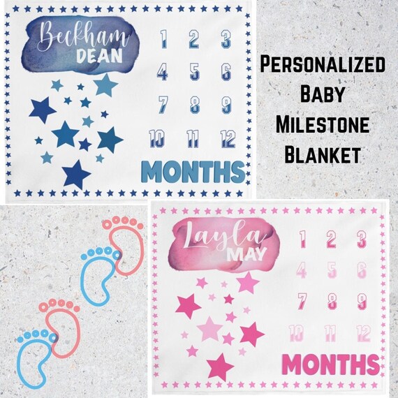 Personalized Baby Milestone Blanket Custom Baby Milestone - Etsy