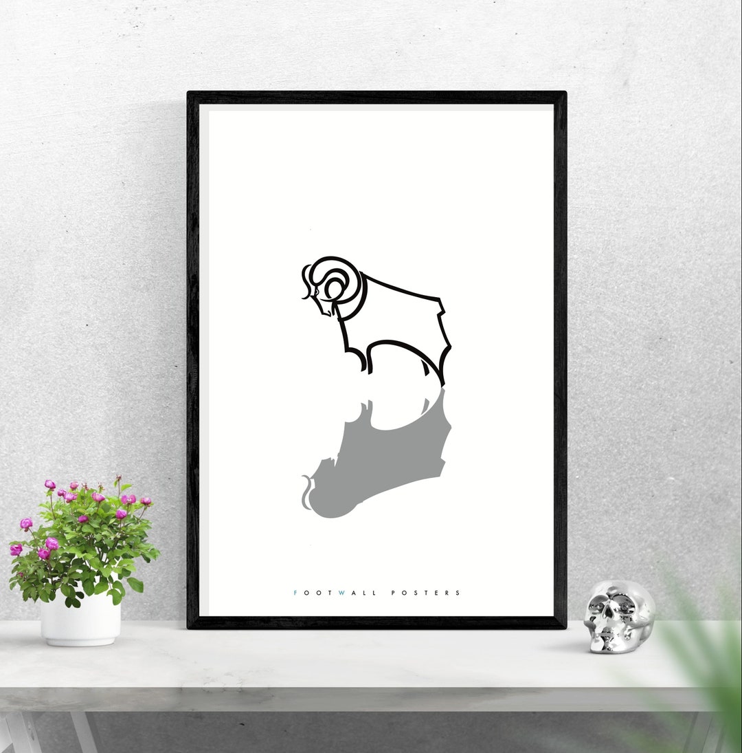 Derby County FC Crest/badge/logo Minimalistic Illustrated Poster Print ...