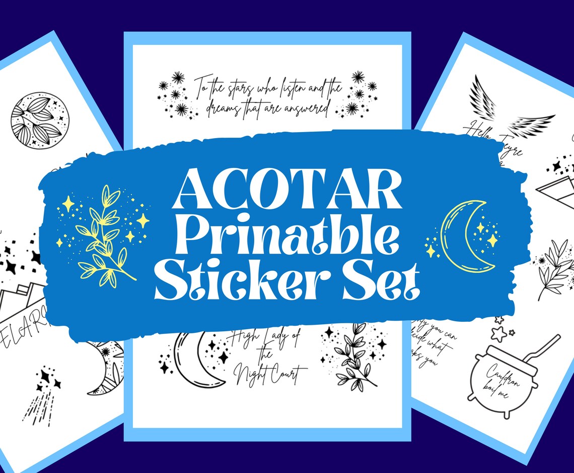 Printable ACOTAR Sticker Bundle / Booklover Sticker Set / - Etsy