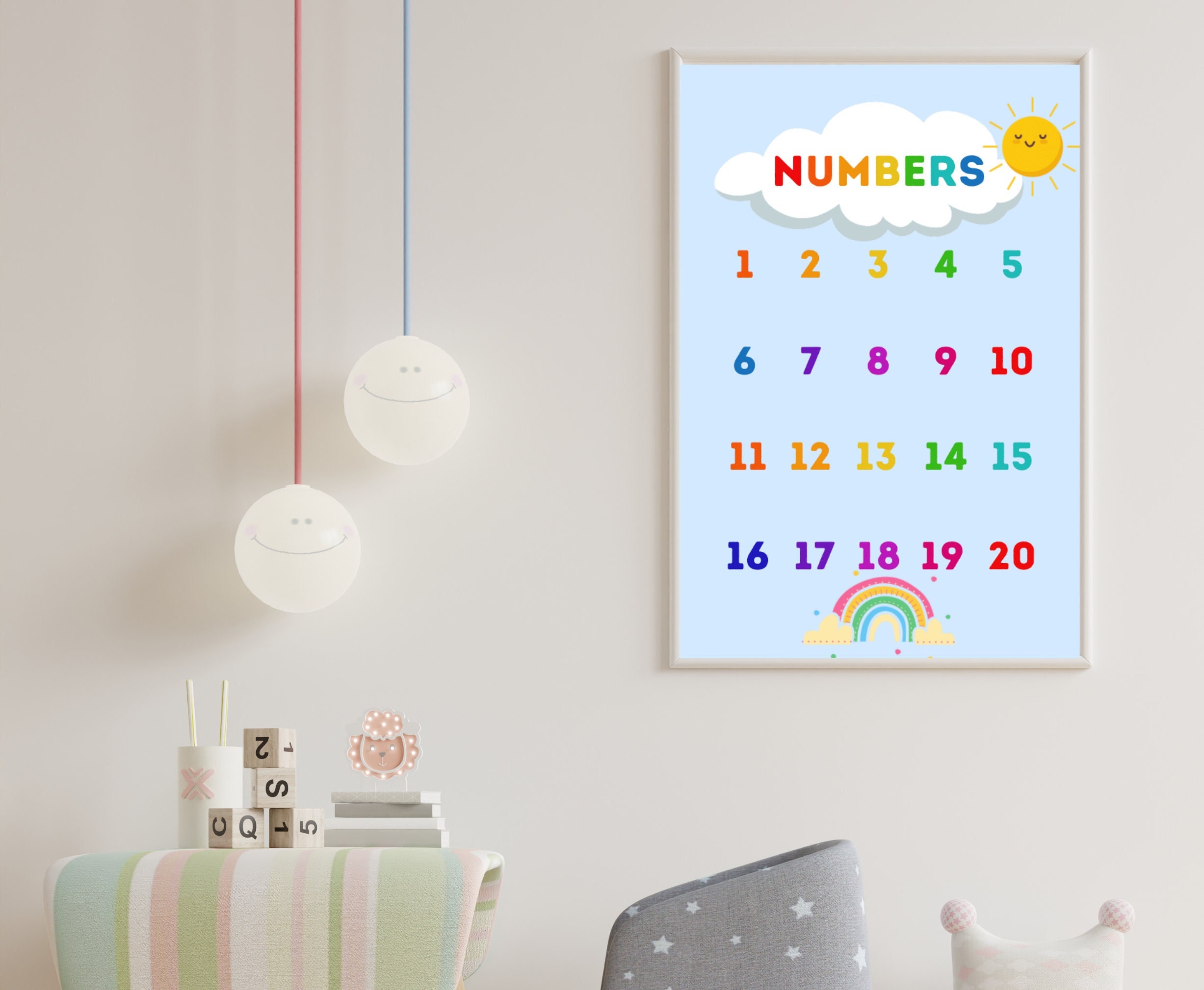 Numbers 123 Education Printable, Count to 20, Homeschool Resources ...
