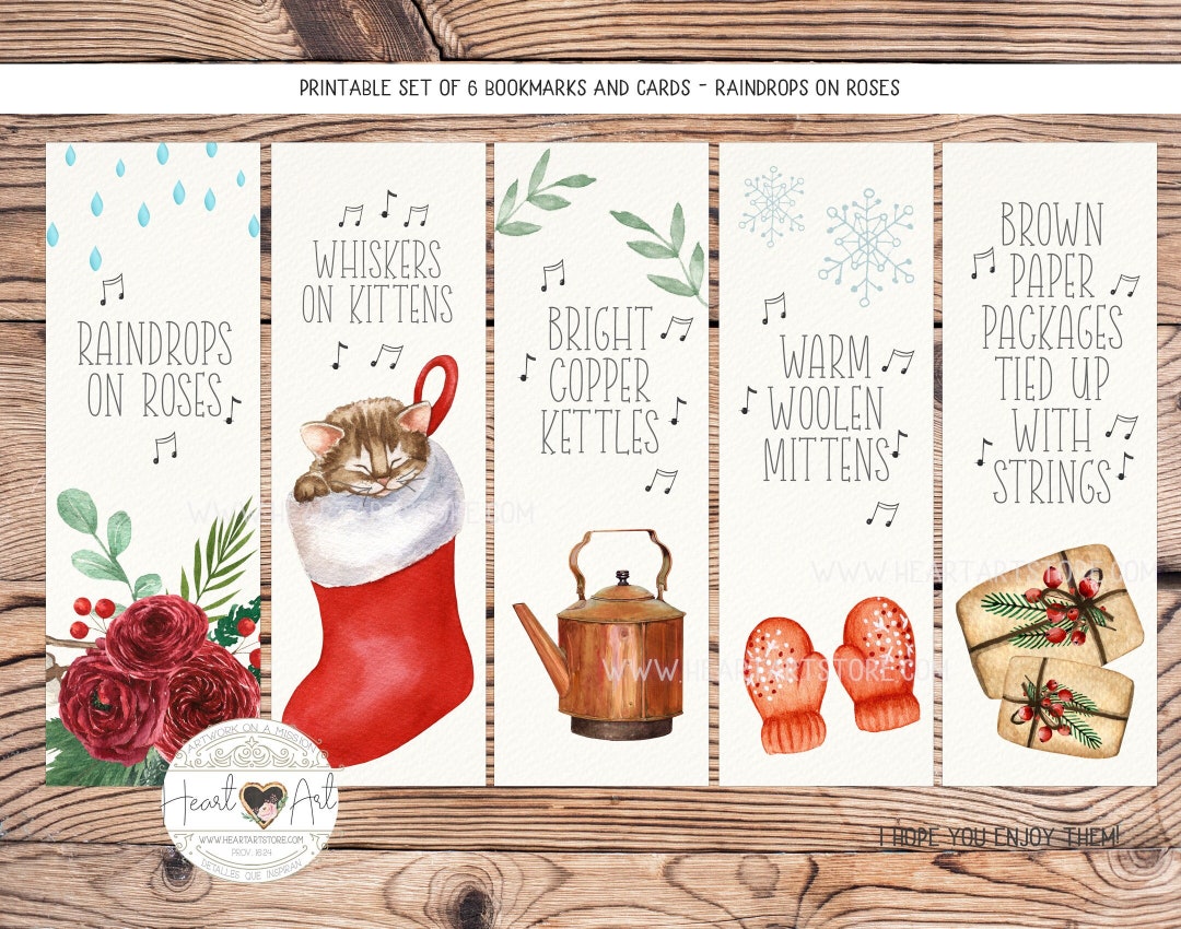 Printable Raindrops on Roses Bookmarks and Little Cards- Perfect Little ...