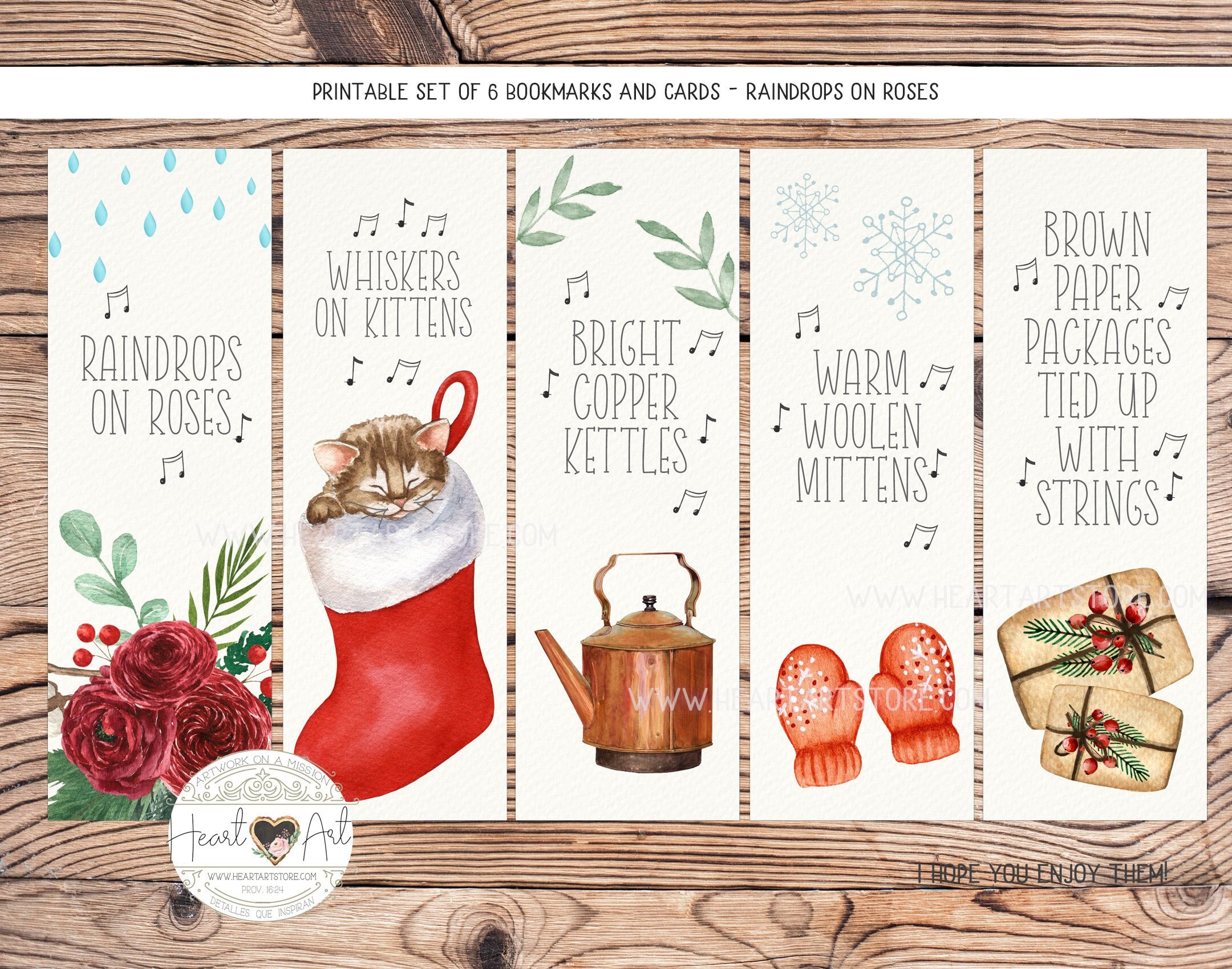 Printable Raindrops on Roses Bookmarks and Little Cards- Perfect Little ...