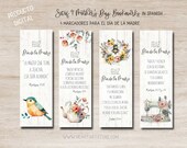Dia De La Madre printable Bookmarks in Spanish Watercolor - Etsy