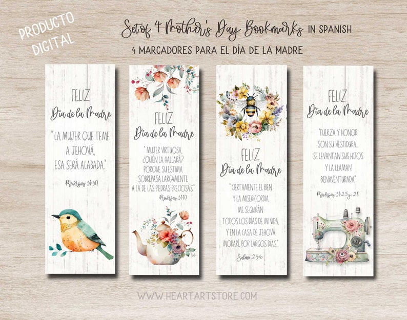 Dia De La Madre -printable Bookmarks in Spanish- Watercolor ...