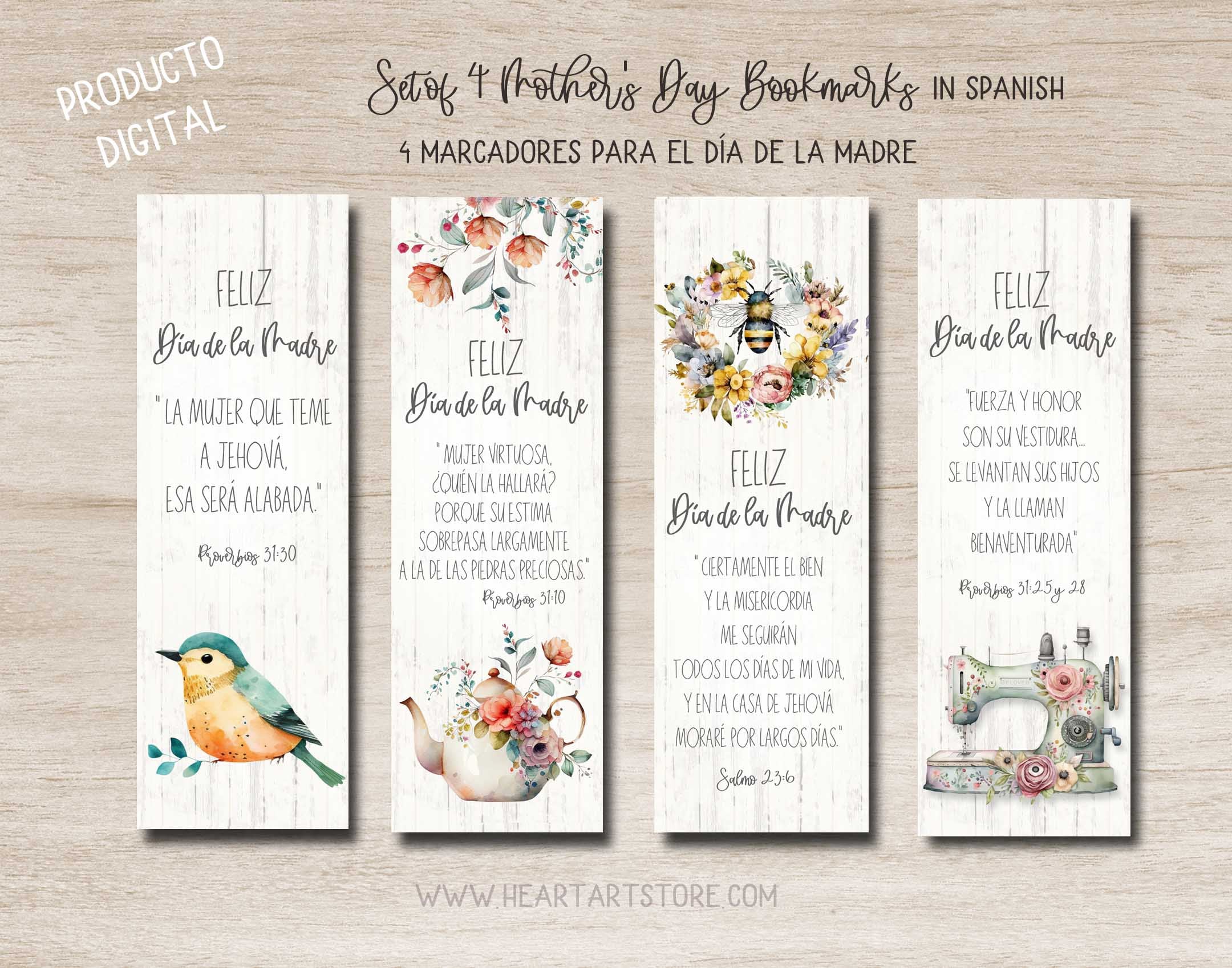 Dia De La Madre -printable Bookmarks in Spanish- Watercolor ...