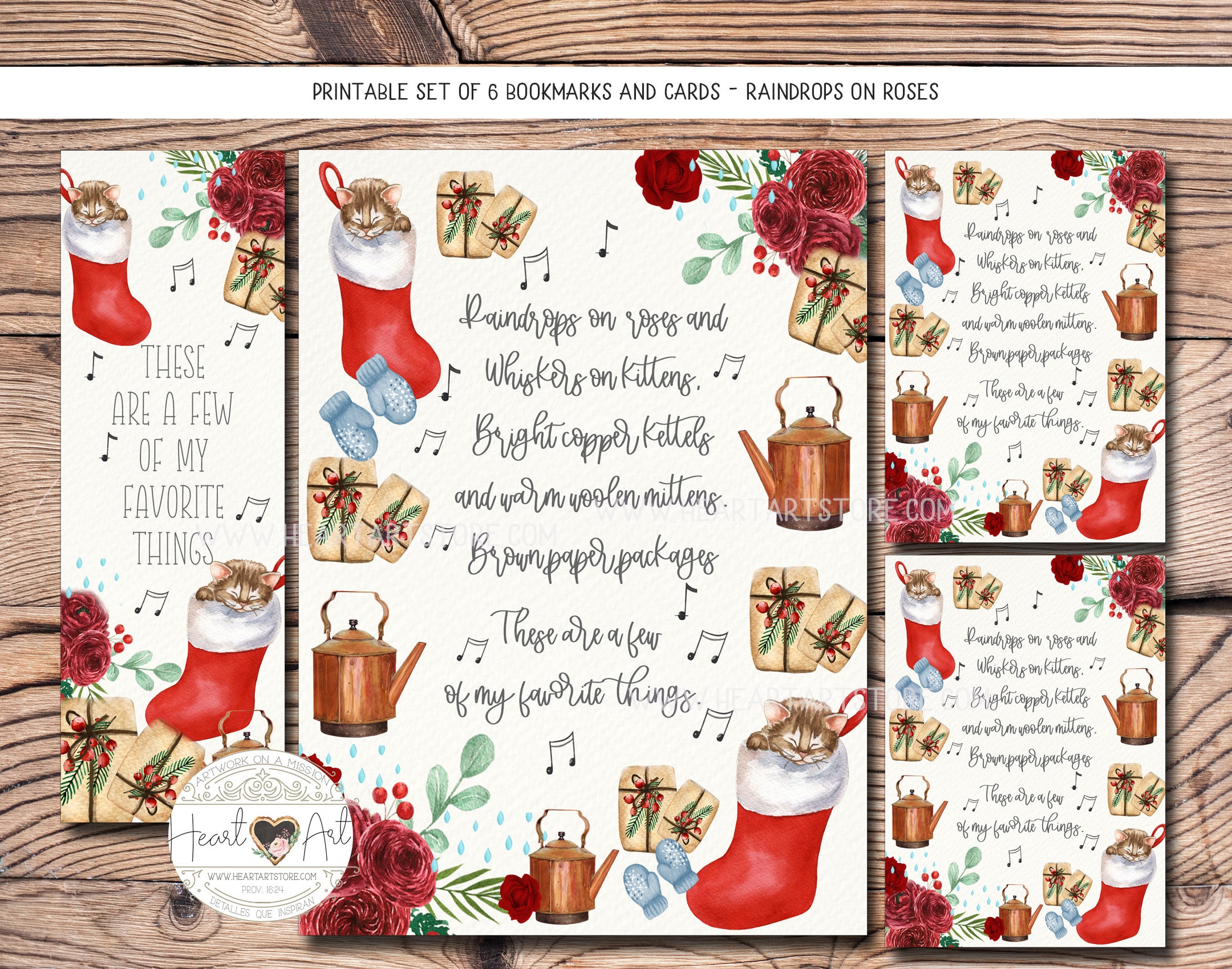 Printable Raindrops on Roses Bookmarks and Little Cards- Perfect Little ...