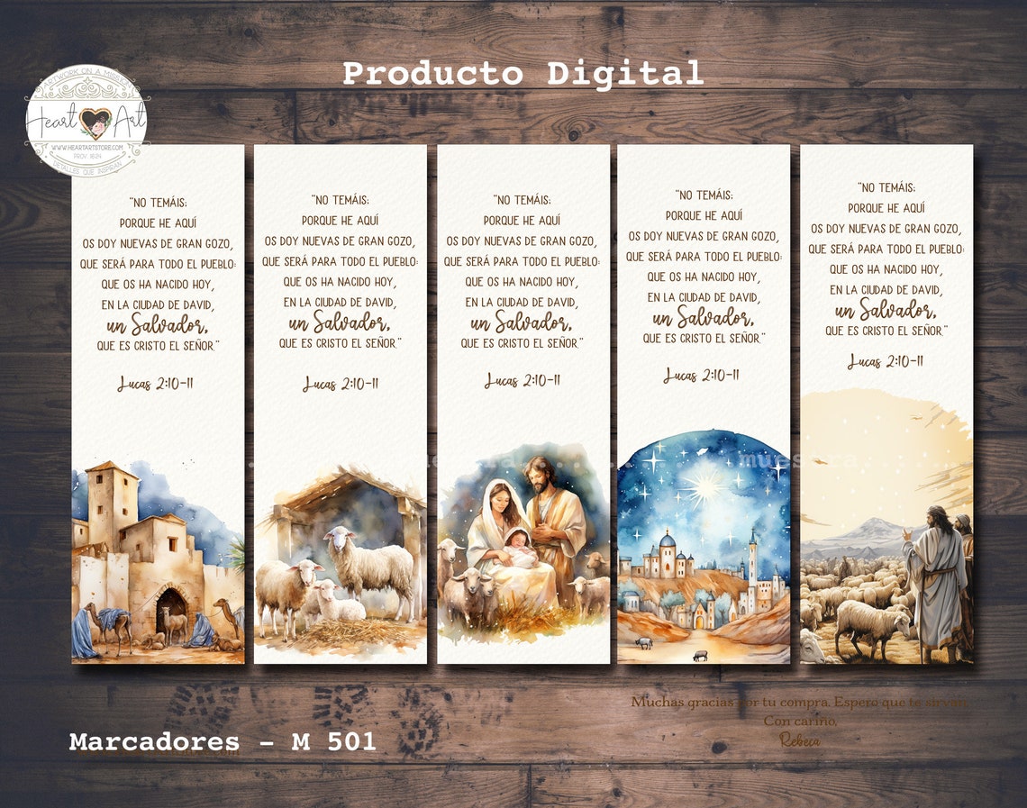 Navidad - Christmas - Printable Bookmarks in Spanish- Watercolor ...
