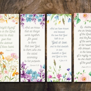 Printable Bookmarks With Watercolor Design and Verses From the Bible ...