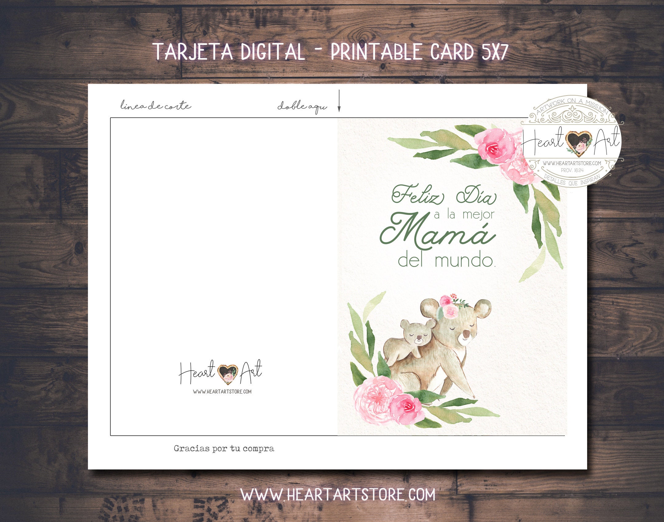 Printable Mother's Day Card in Spanish- Watercolor Sweetness- Tarjeta ...