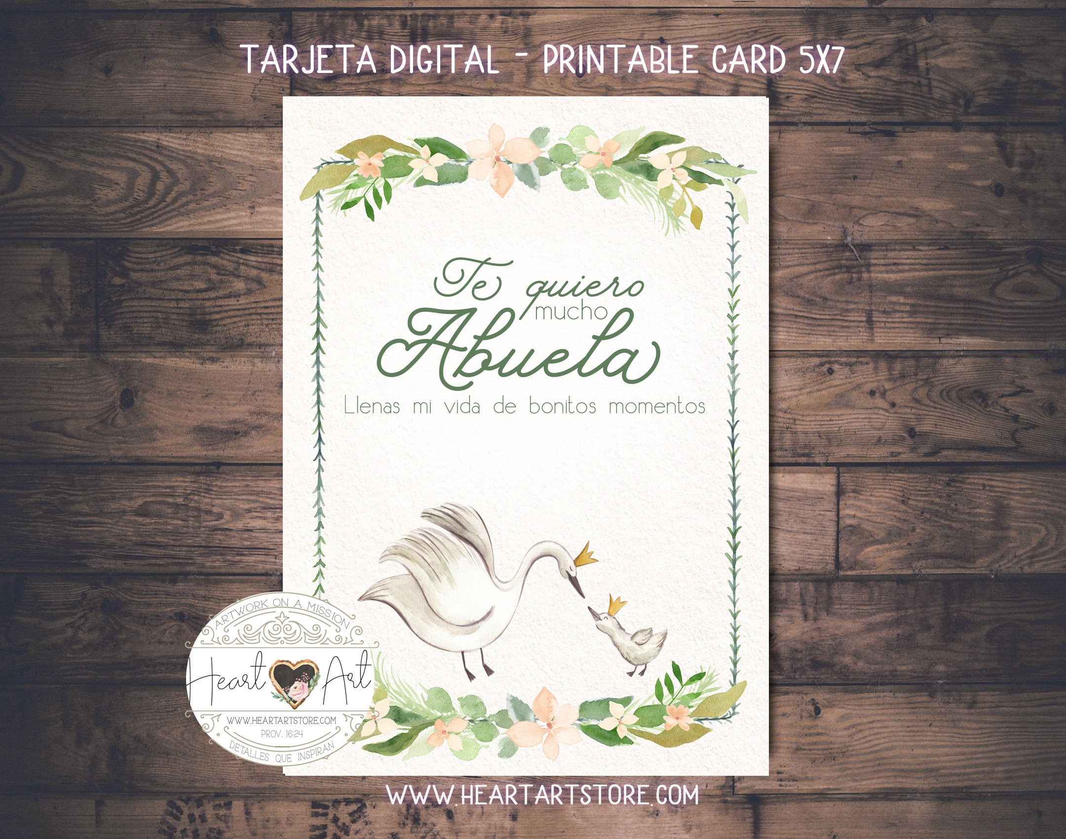 Printable Mother's Day Card in Spanish for Abuela- Watercolor Sweetness ...