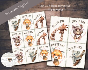 8 Printable Mini Cards in Spanish-god Loves You. Watercolor- - 8 Mini ...