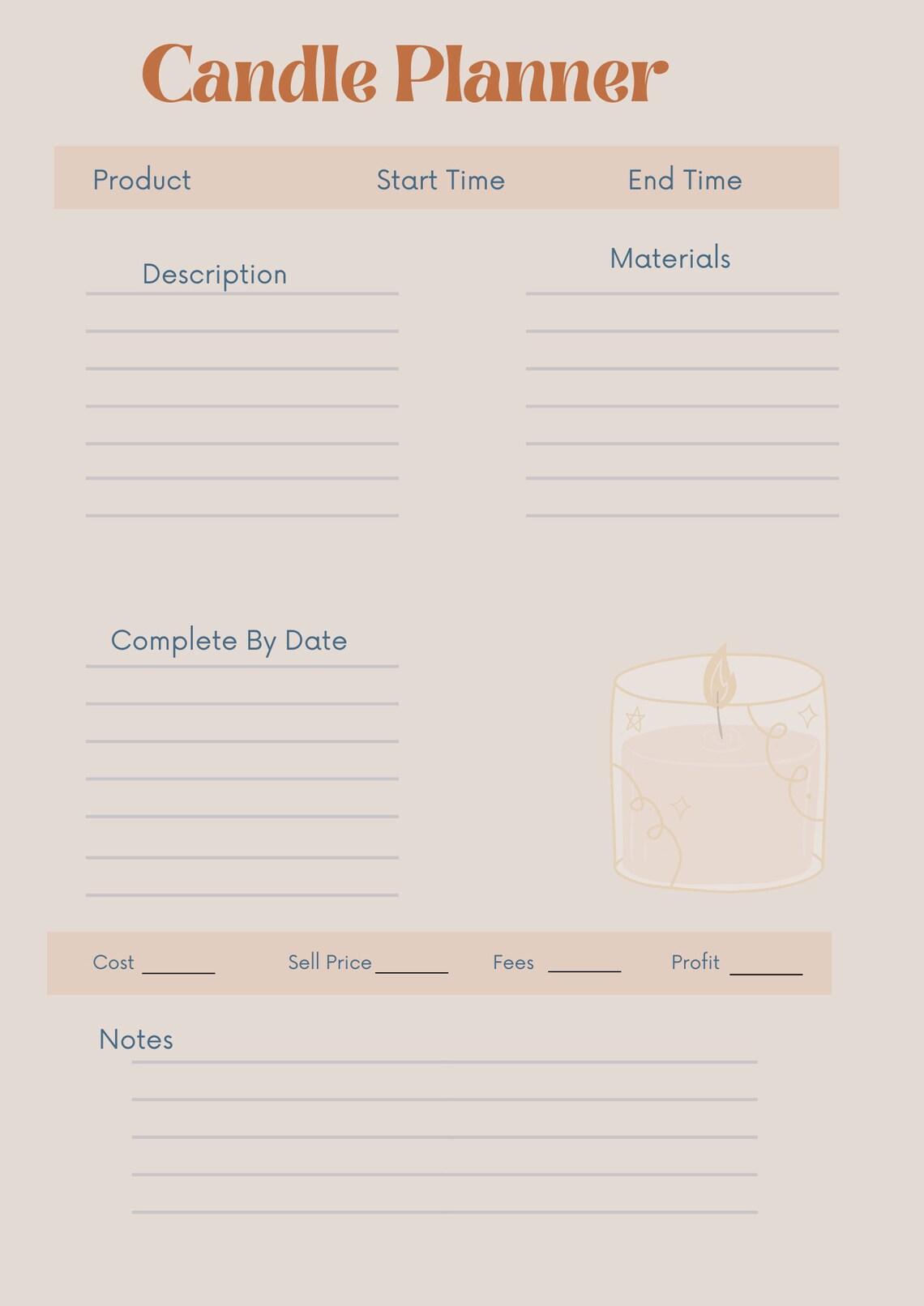 Candle Testing Template Candle Making Testing Sheet Candle Etsy