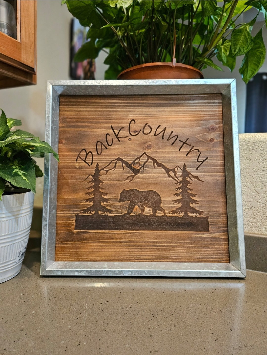 16x16 Engraved Bear With Sheet Metal Frame - Etsy