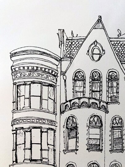 Art Print Handdrawn Brownstone Building New York City - Etsy