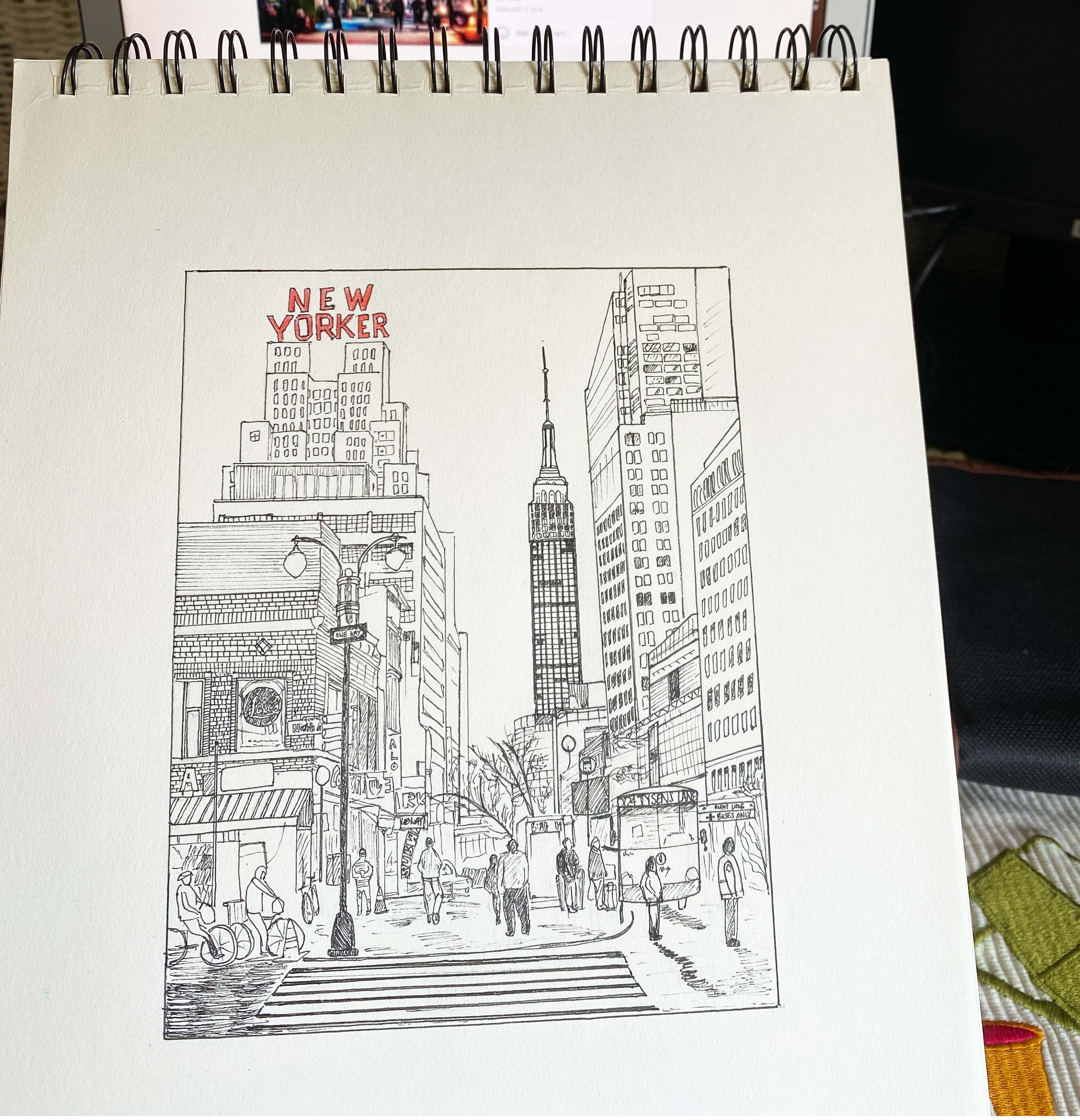 Art Print - New York City Pen Sketch - the New Yorker - Pen Drawing - Etsy