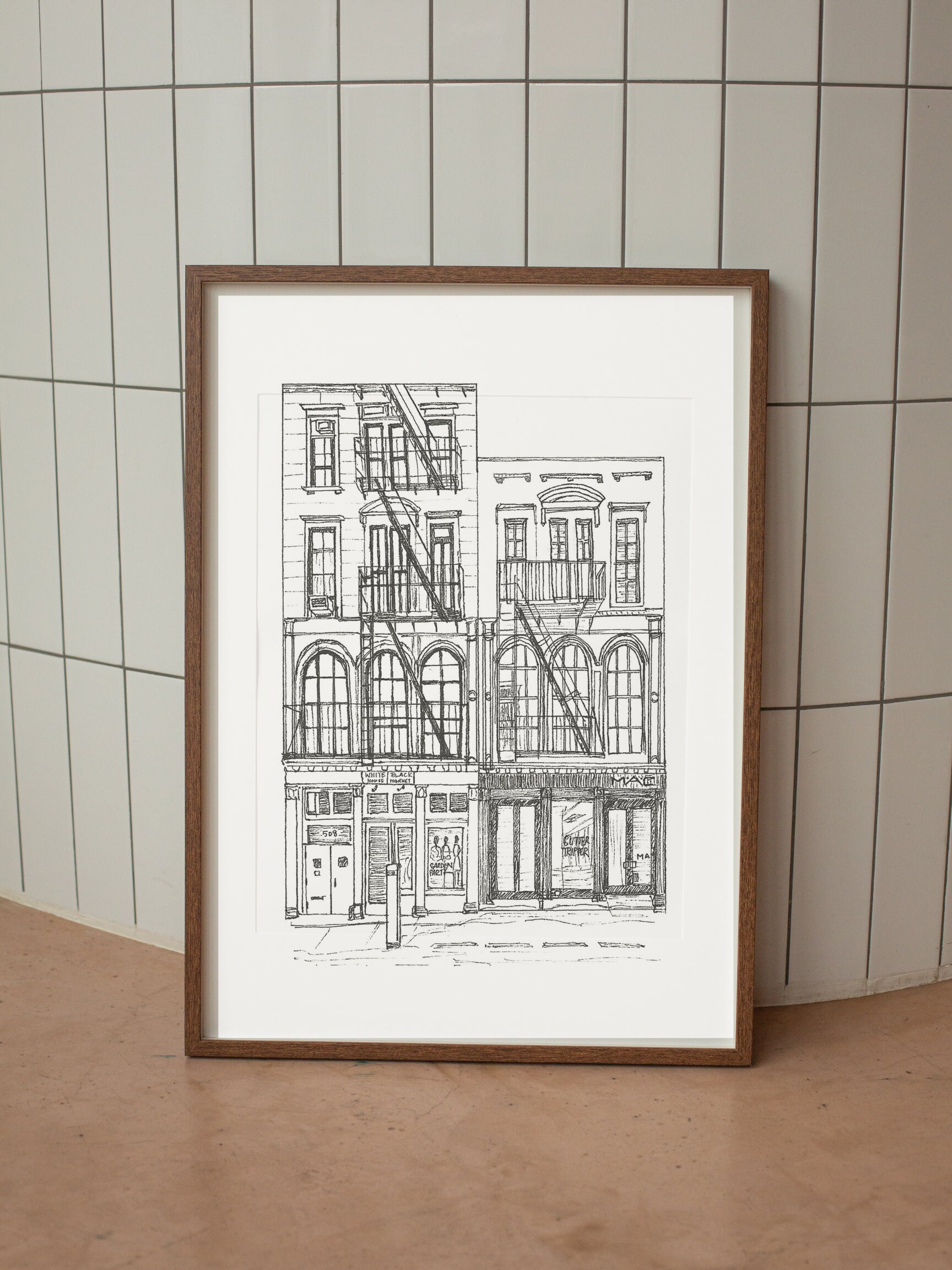 Art Print - Soho, New York City - Handdrawn Brownstone Sketch - Digital ...