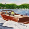 Chris Craft Painting Boat Utility Runabout Antique Chriscraft Classic ...