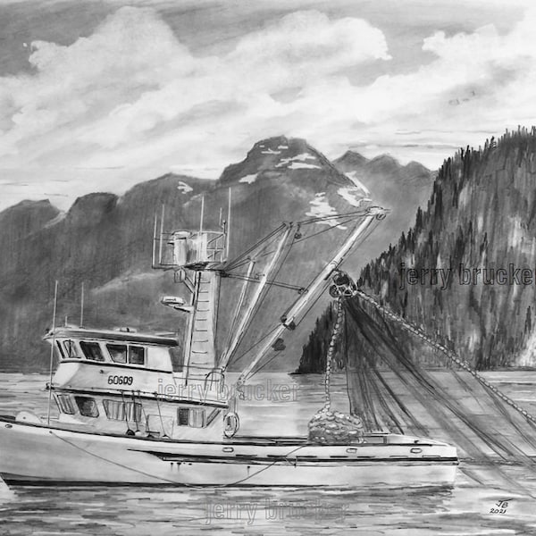 Salmon Drawing - Etsy