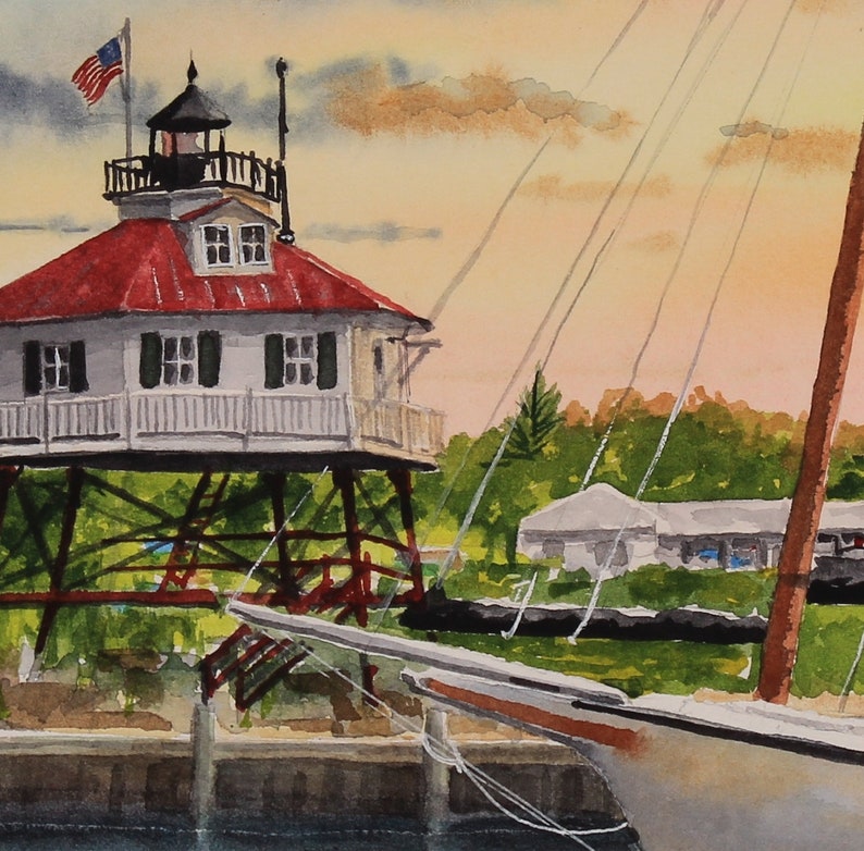Drum Point Lighthouse Painting Chesapeake Bay Skipjack Dee of St Marys ...