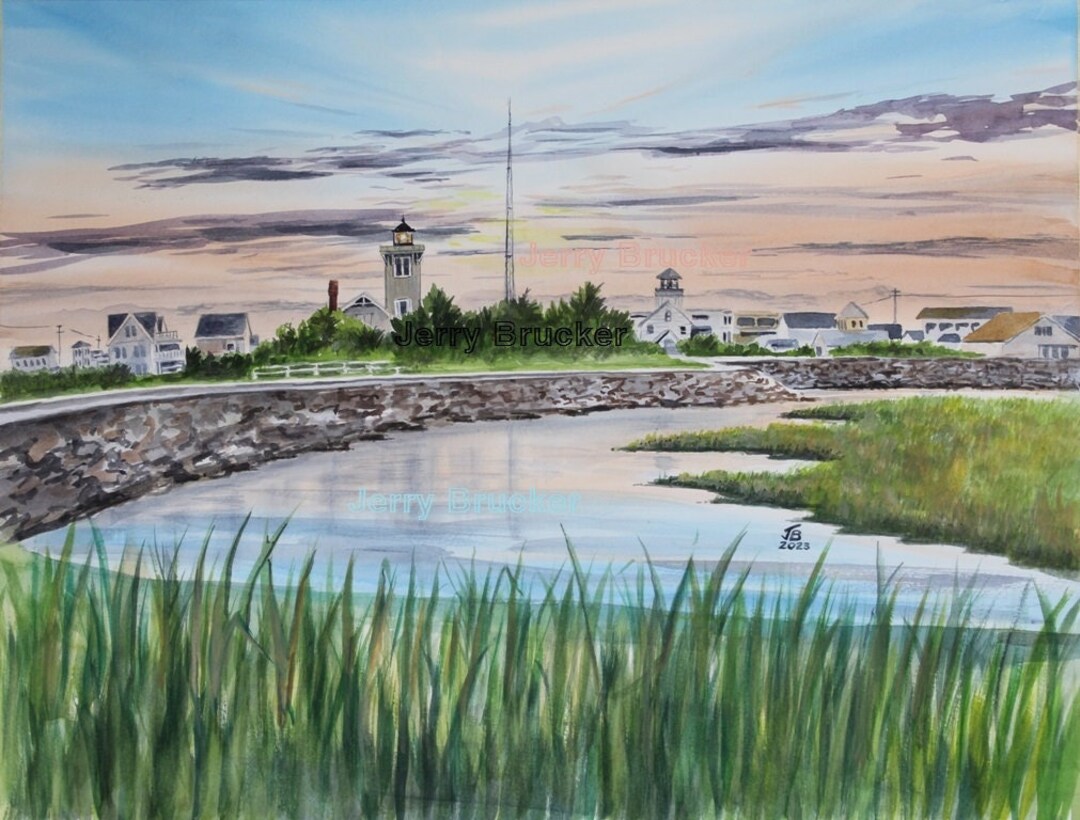 Hereford Inlet Painting Lighthouse Sunset Jersey Shore Reproduction My ...