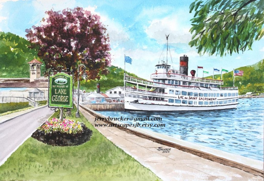 Welcome to Lake George Painting Steamship Lac Du Saint Sacrement ...