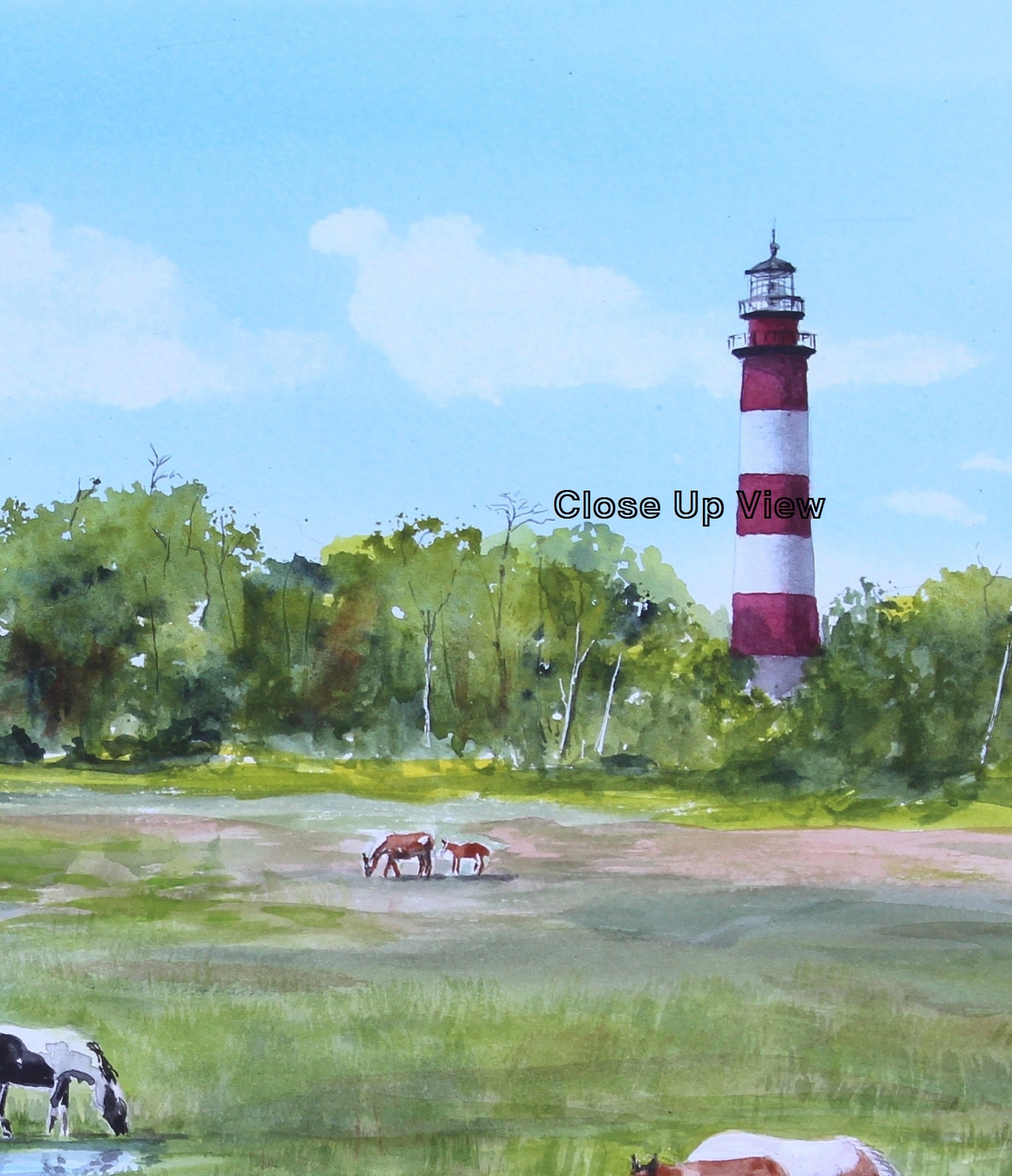 Assateague Island Lighthouse Painting Reproduction Maryland - Etsy