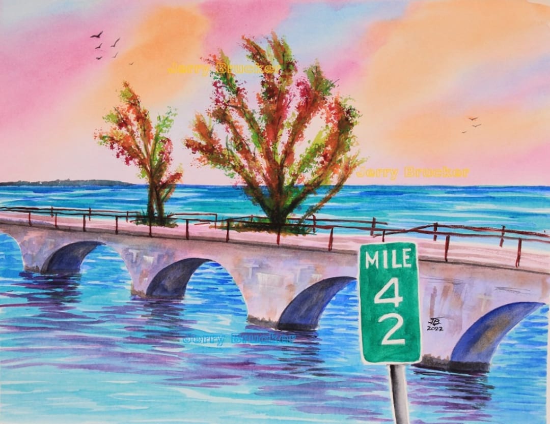 Fred the Tree 2 Impressionist Painting Key West Marathon 7 Mile Bridge ...