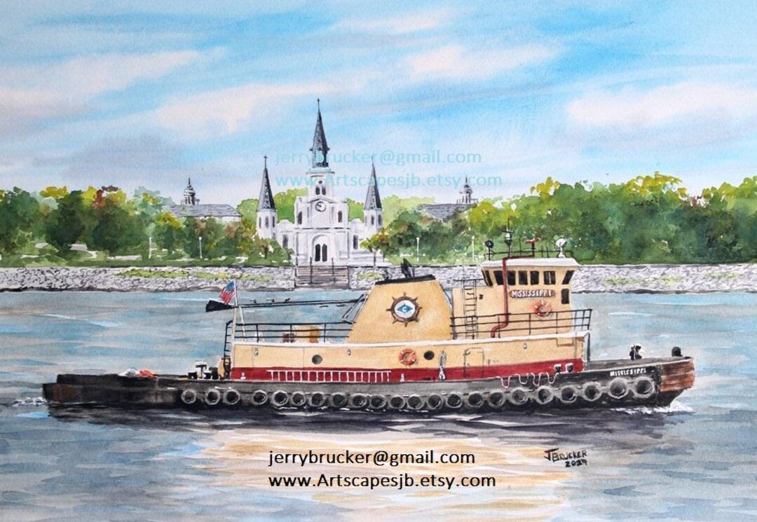 Tug Boat Mississippi St Louis Cathedral New Orleans Jackson Square ...