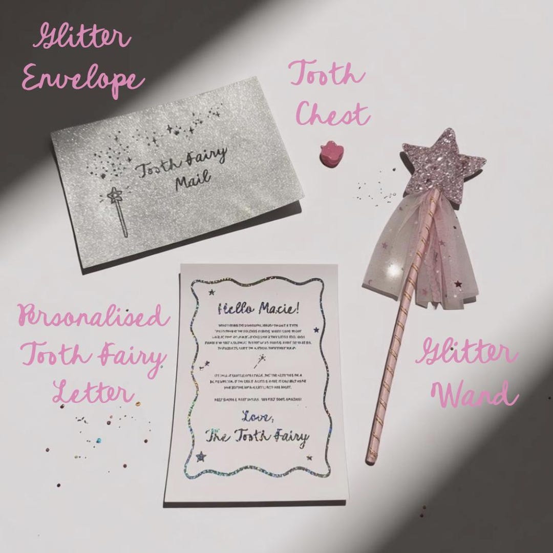 Personalized Tooth Fairy Letter With Glitter Wand and Tooth Chest - Etsy