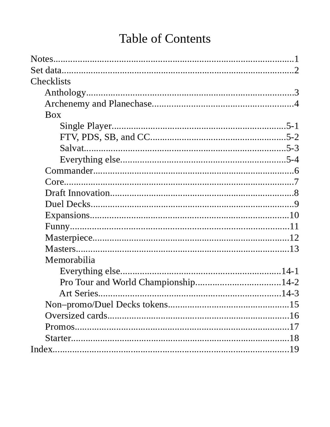 Printable Full Colored Magic the Gathering Unofficial Set Checklists ...