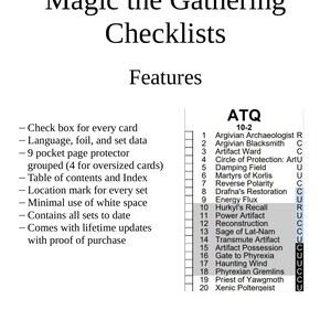 Printable Full Colored Magic the Gathering Unofficial Set Checklists ...
