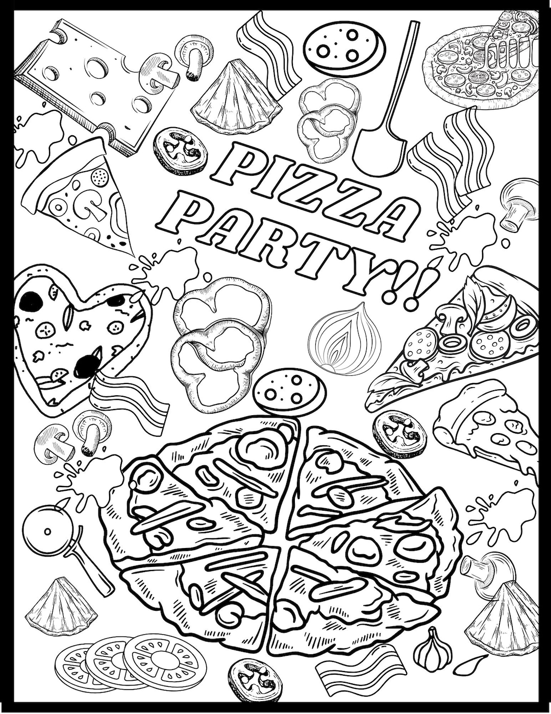 Food Coloring Pages, Digital Download, Coloring Page for Kids or Adult ...