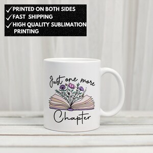 One More Chapter Mug, Gift for Book Lover, Floral Book Mug, Reading Mug ...