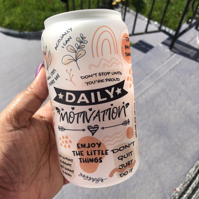 Daily Motivation Iced Coffee Cup Beer Can Glass - Etsy