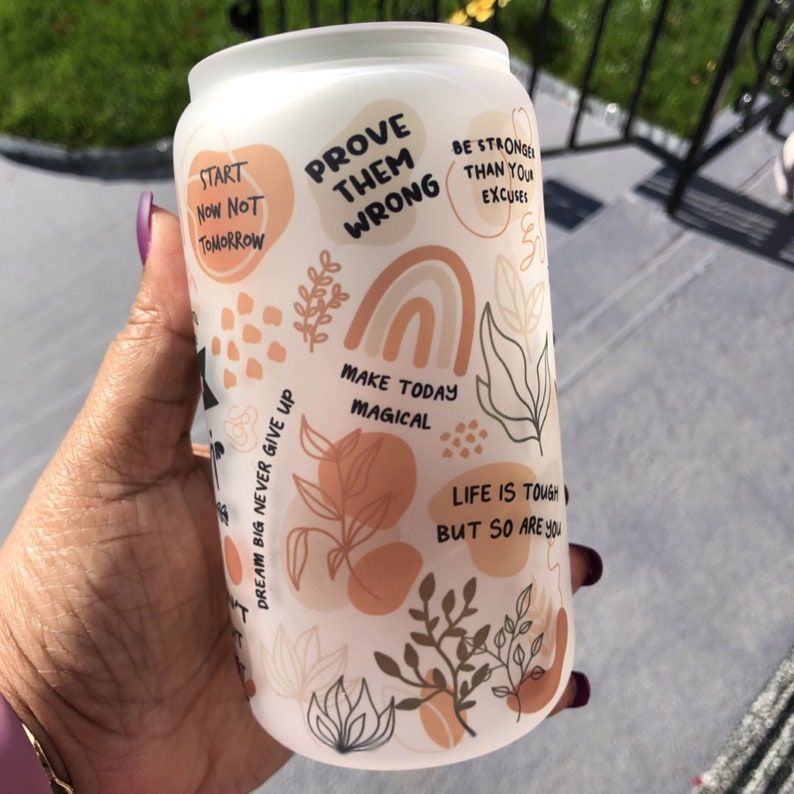 Daily Motivation Iced Coffee Cup Beer Can Glass - Etsy