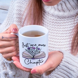 One More Chapter Mug, Gift for Book Lover, Floral Book Mug, Reading Mug ...