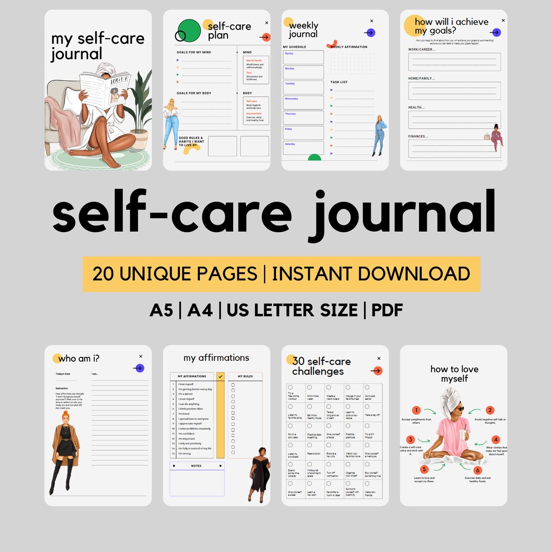 Self Care Printable Journal | Self Love Journal | Mental Health ...