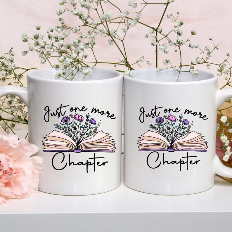 One More Chapter Mug, Gift for Book Lover, Floral Book Mug, Reading Mug ...