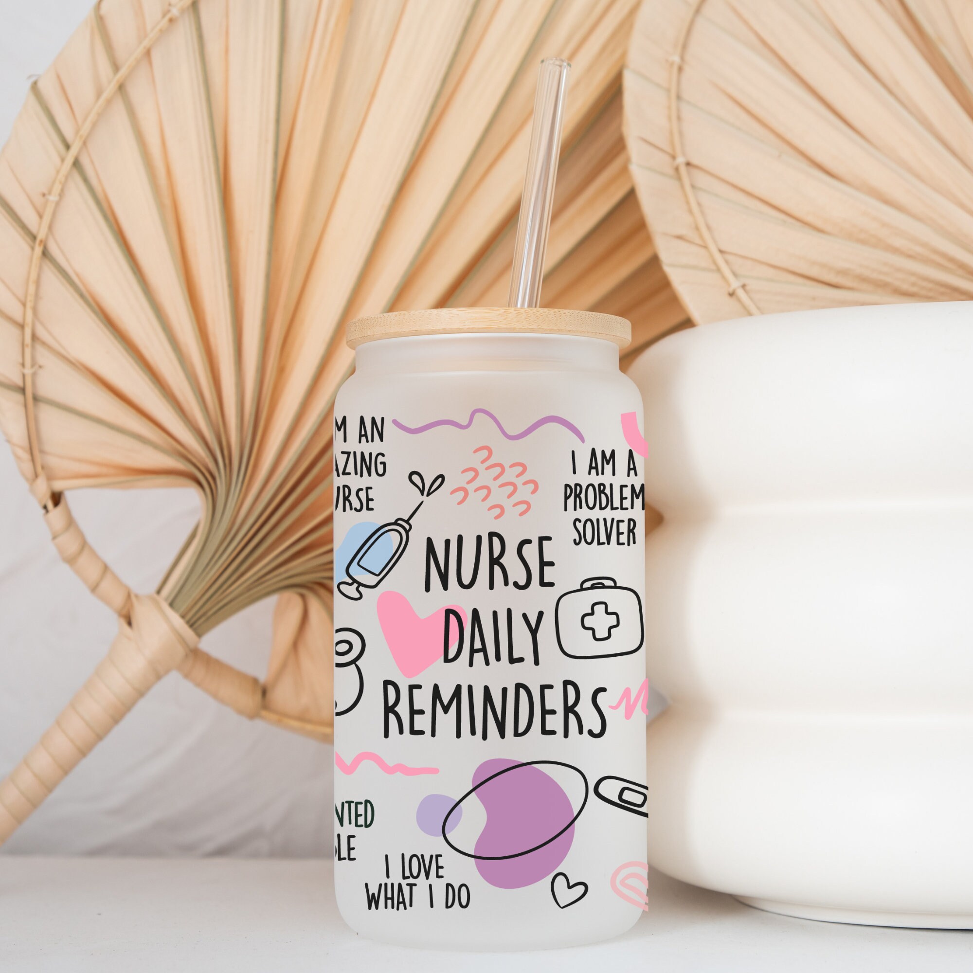 Iced Coffee Cup for Nurse Beer Can Glass Cartoon Glass Cup Gifts for ...