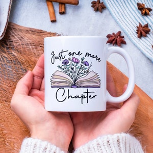 One More Chapter Mug, Gift for Book Lover, Floral Book Mug, Reading Mug ...