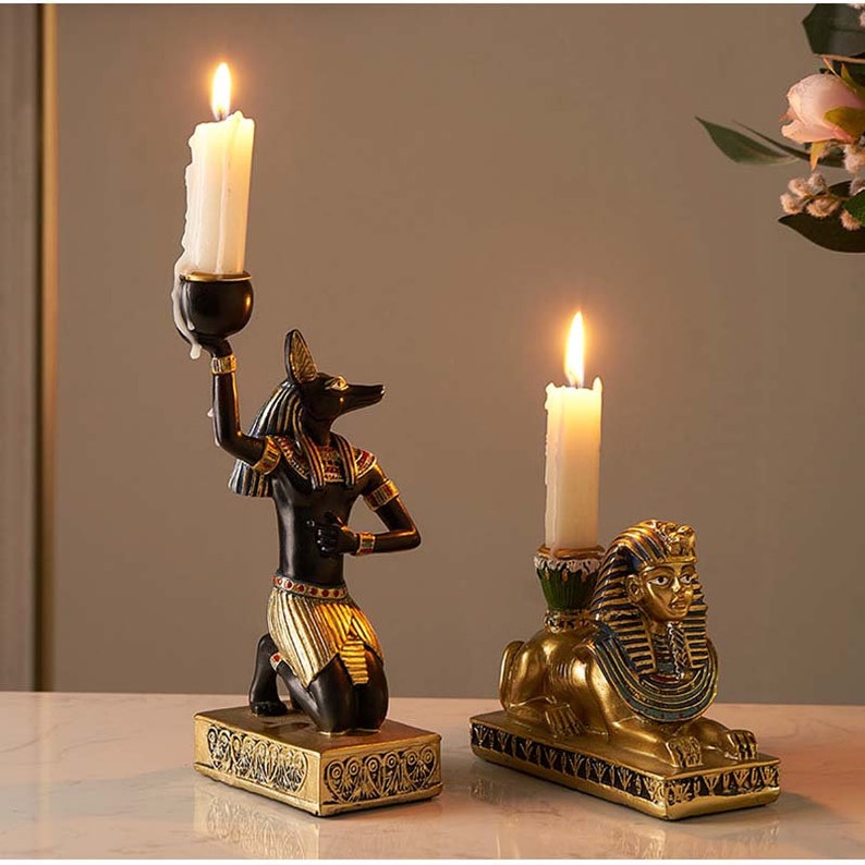 Vintage Candlestick Ancient Egypt Idol Candles Holder Anubis - Etsy