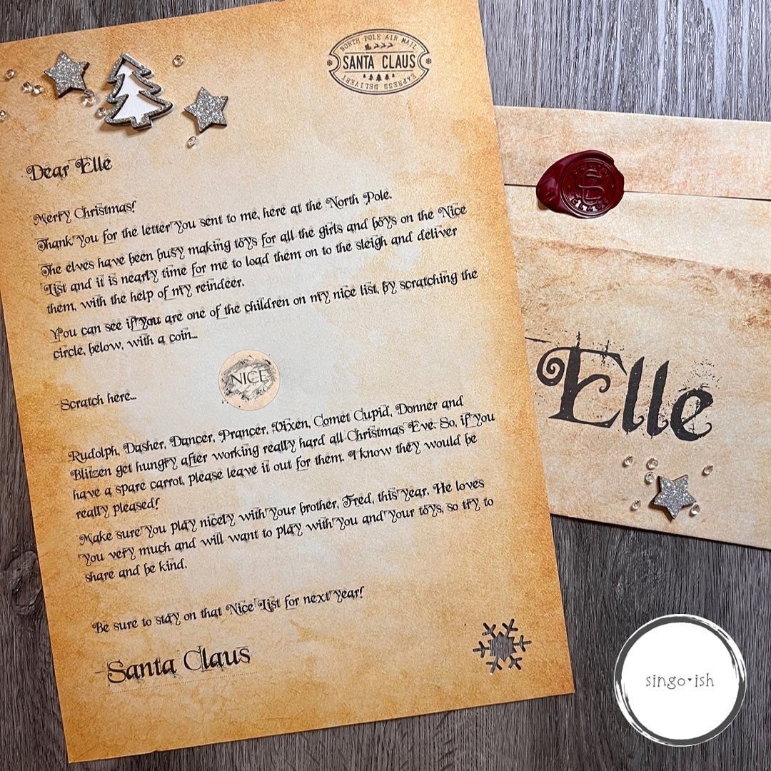 Personalised Letter From Santa Scratch Reveal Nice List and Hot Wax ...