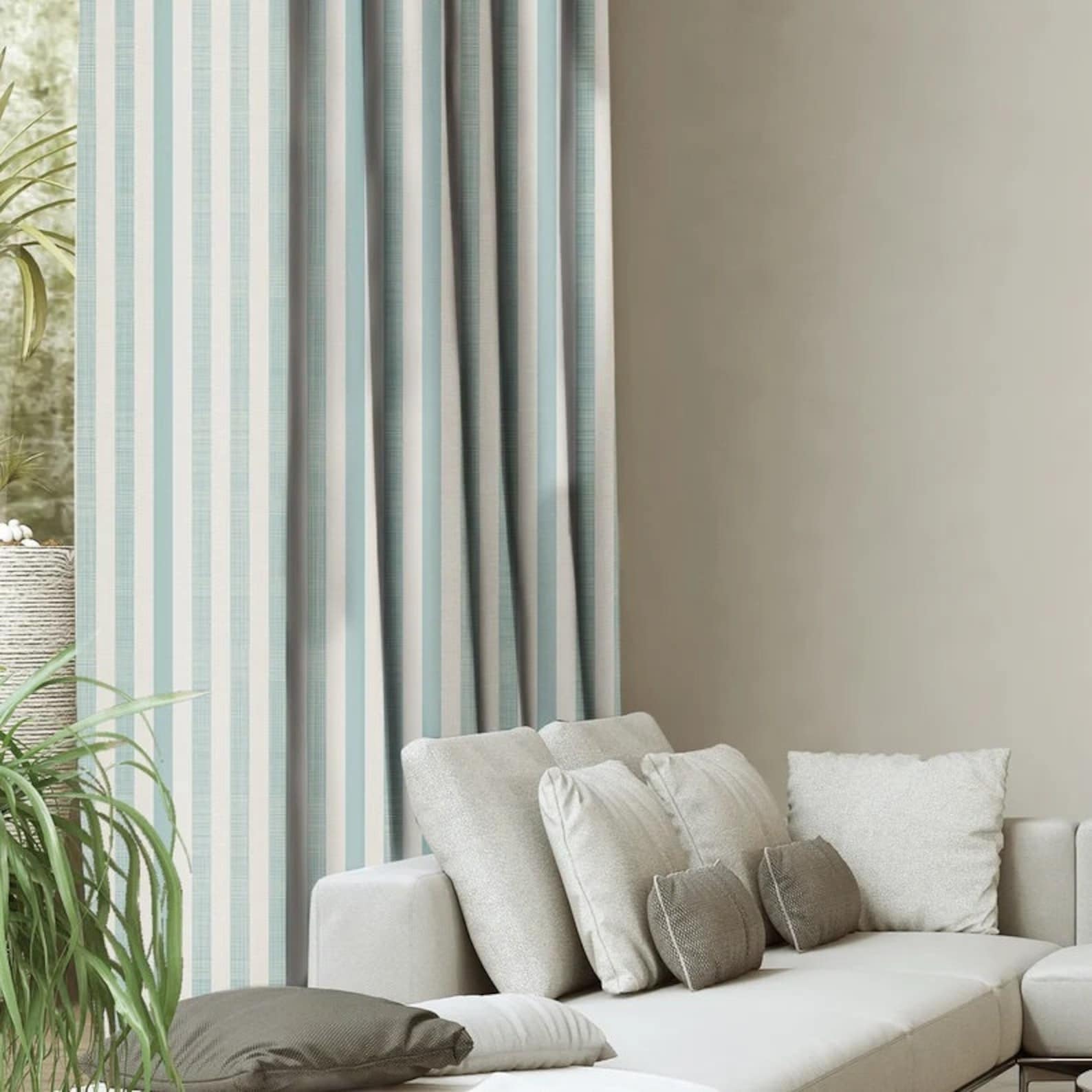 Mint Lines Curtain C64 | Geometric Curtain, Decorative Curtains, Opaque ...