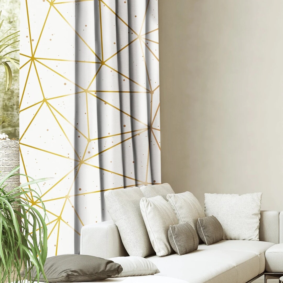Gold Mesh Curtain C163 | Geometric Curtain, Decorative Curtains, Opaque ...