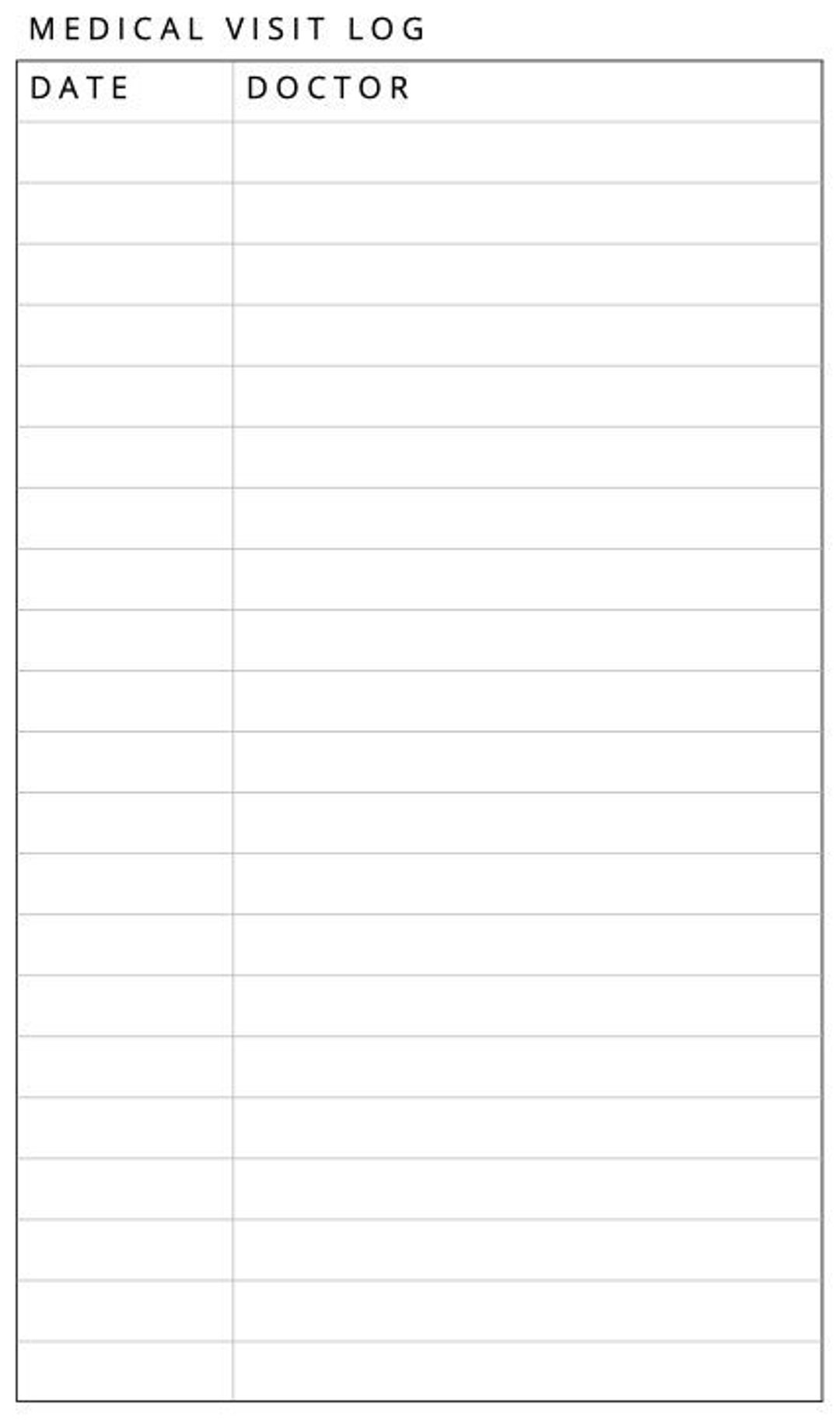 Printable Pocket Insert - Medical Visit Log - Etsy